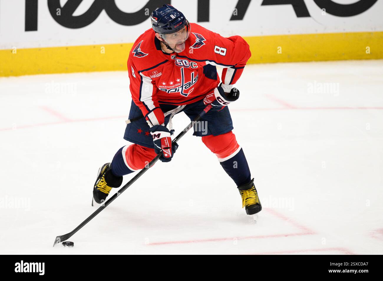 Washington Capitals left wing Alex Ovechkin (8) in action during the ...
