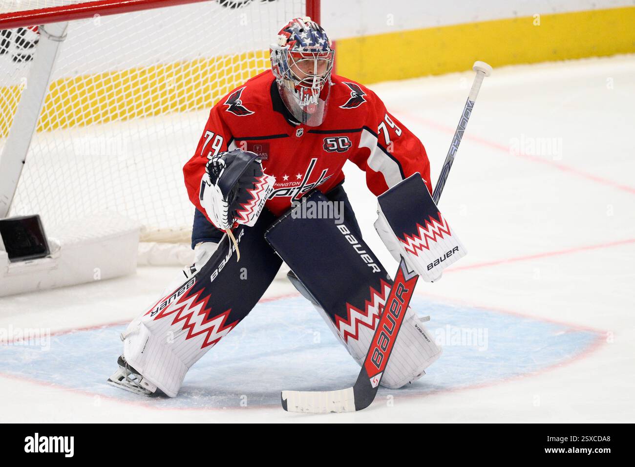Washington Capitals goaltender Charlie Lindgren (79) in action during ...
