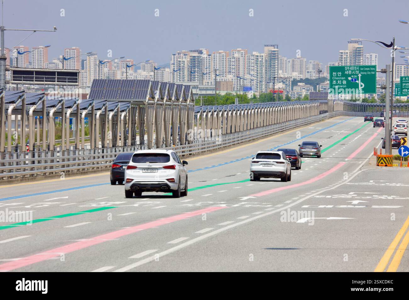Sejong City, South Korea - May 26, 2021: Vehicles travel along North ...