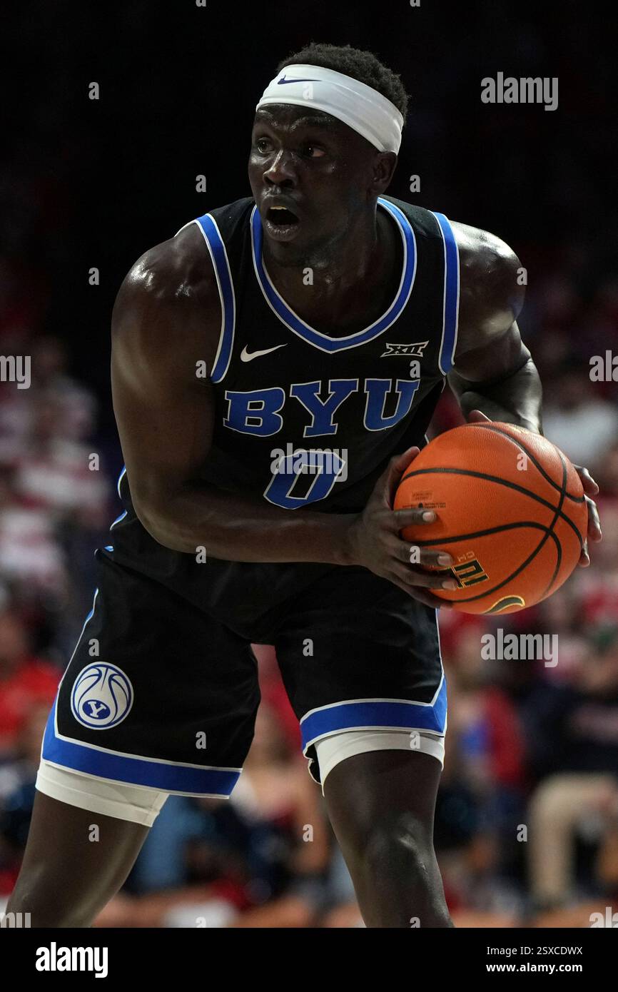 BYU forward Mawot Mag (0) during the first half of an NCAA college ...