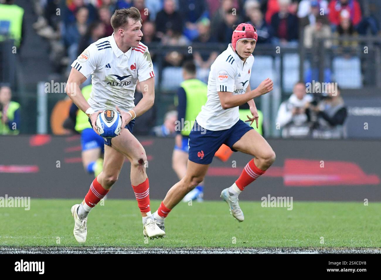 Leo Barre of France,Louis Bielle-Biarrey of France during 6 Nations ...