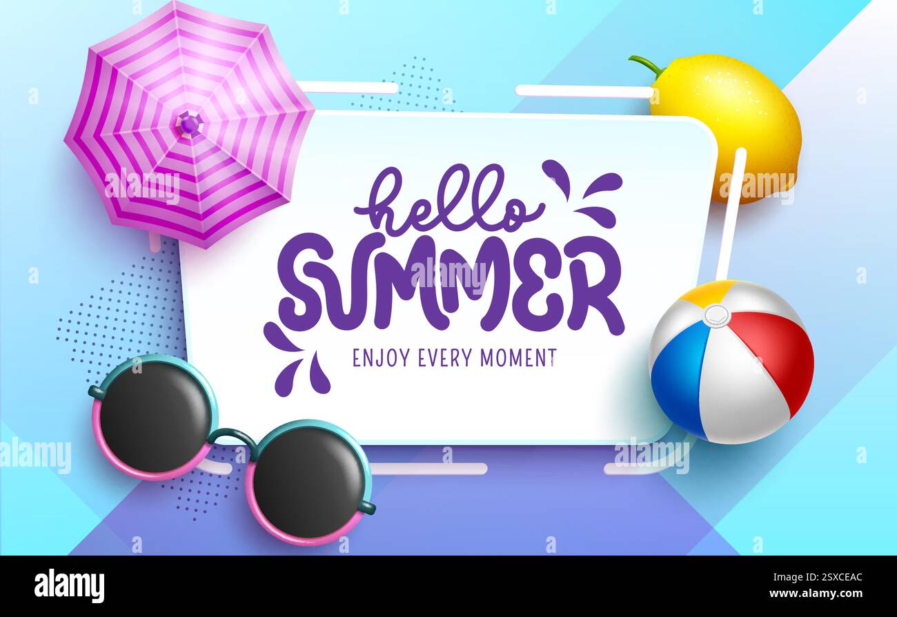 Summer vector template design. Hello summer text in pattern background ...