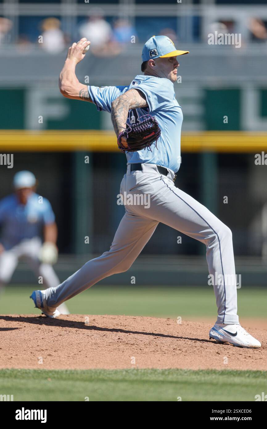 North Port, FL USA; Tampa Bay Rays pitcher Joe Rock (68) delivers a ...