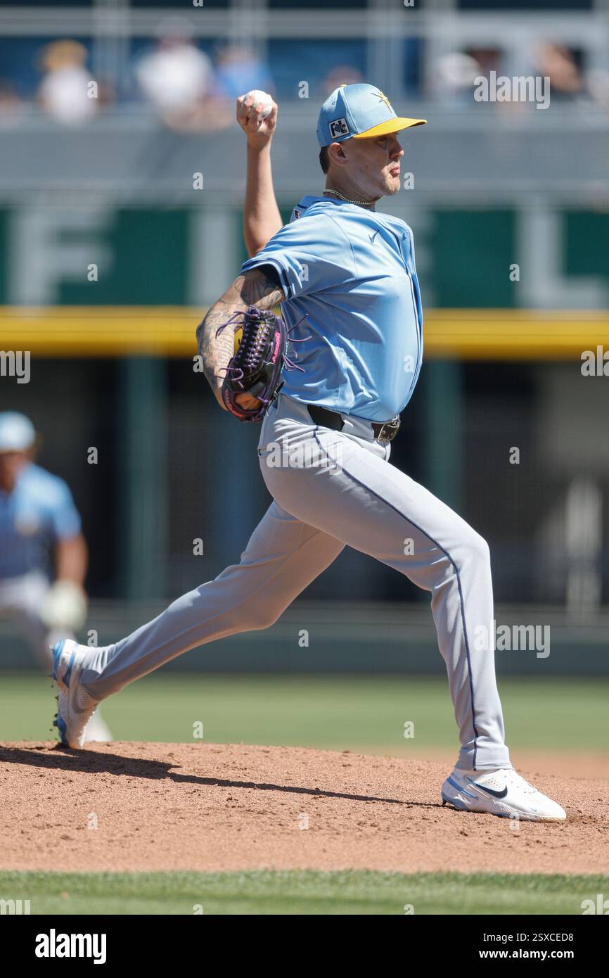 North Port, FL USA; Tampa Bay Rays pitcher Joe Rock (68) delivers a ...