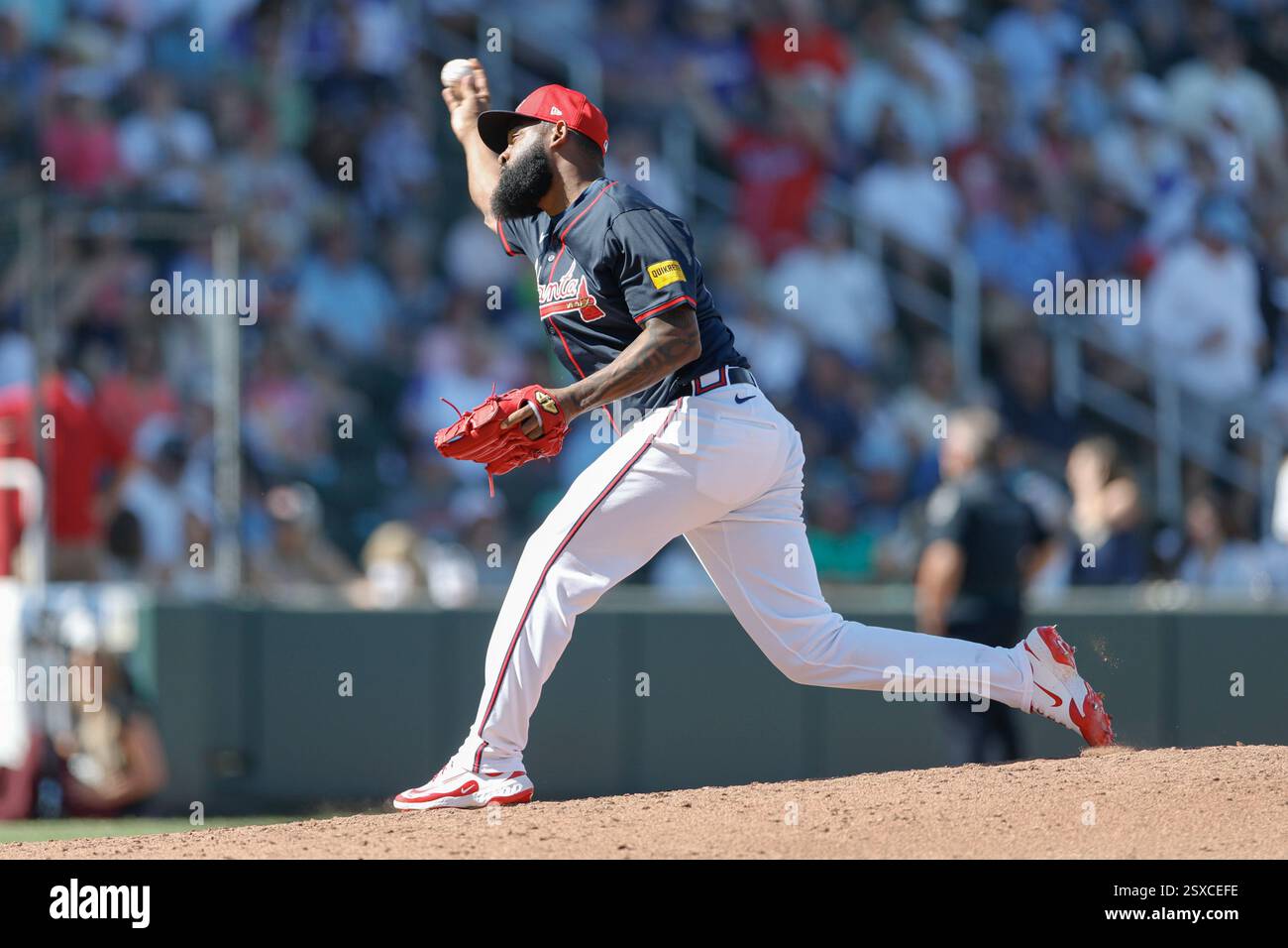 North Port, FL USA; Atlanta Braves pitcher Wander Suero (80) delivers a pitch during an MLB ...