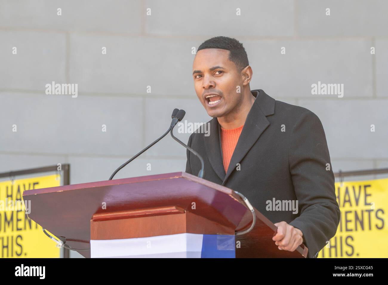 New York, New York, USA. 23rd Feb, 2025. (new) rally to mark 506 days ...