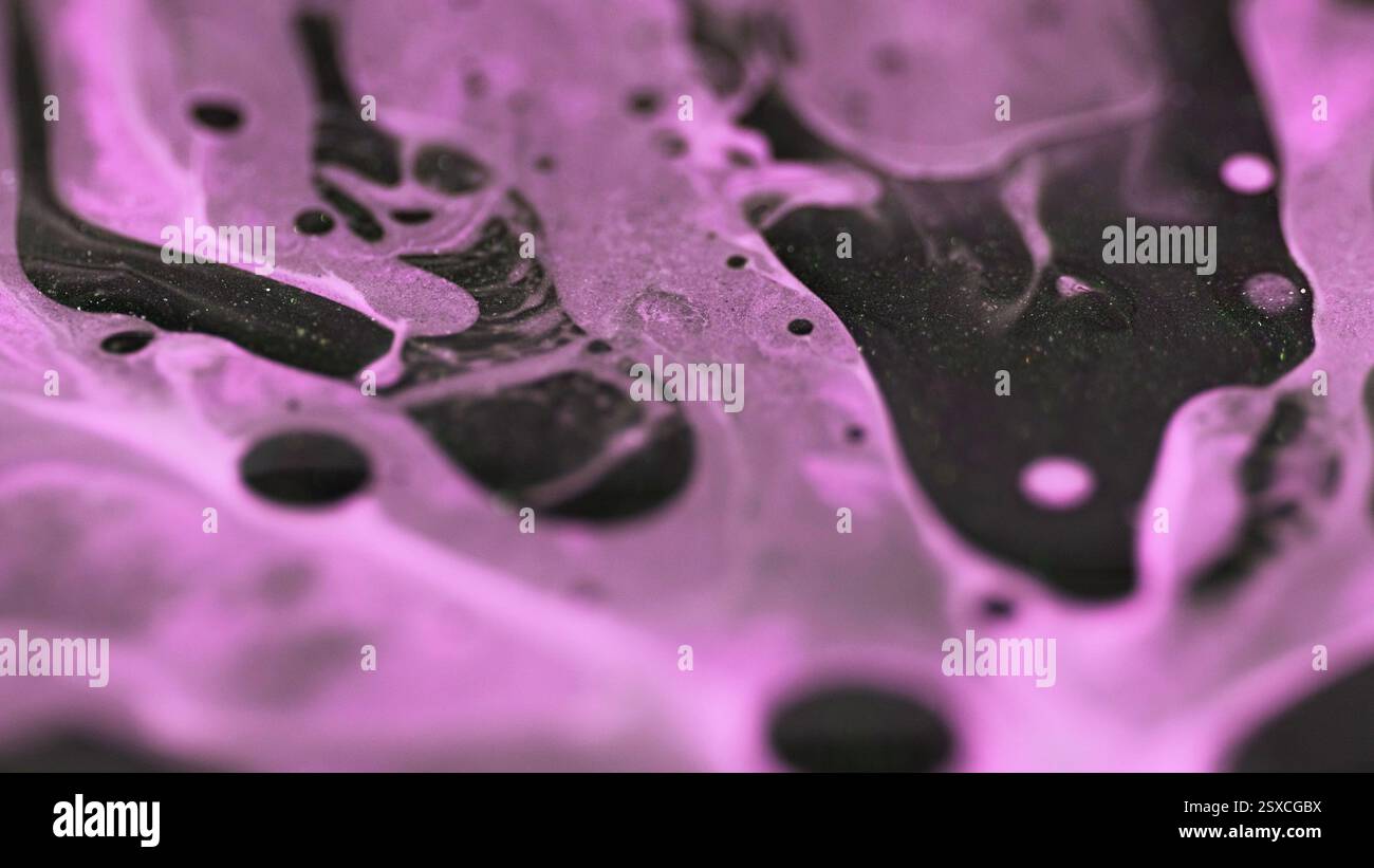 Blur soap bubbles. Foam color background. Defocused purple black shiny ...