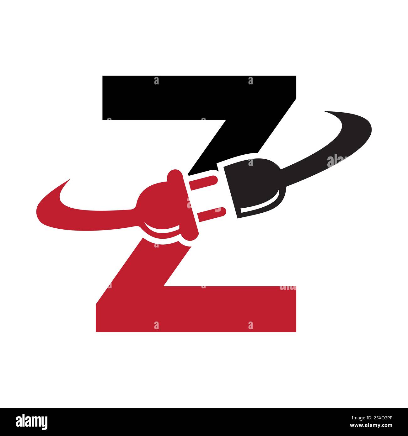 Initial Electric Logo On Letter Z Concept With Electric Plug Symbol ...