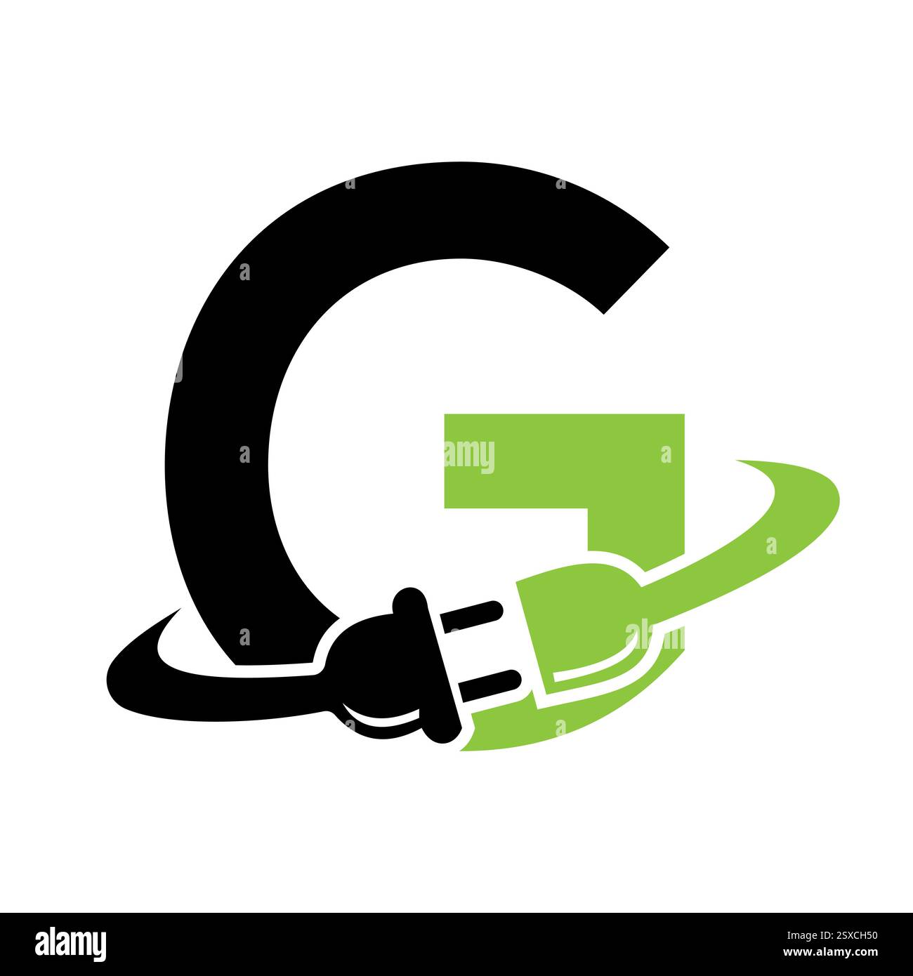 Initial Electric Logo On Letter G Concept With Electric Plug Symbol ...