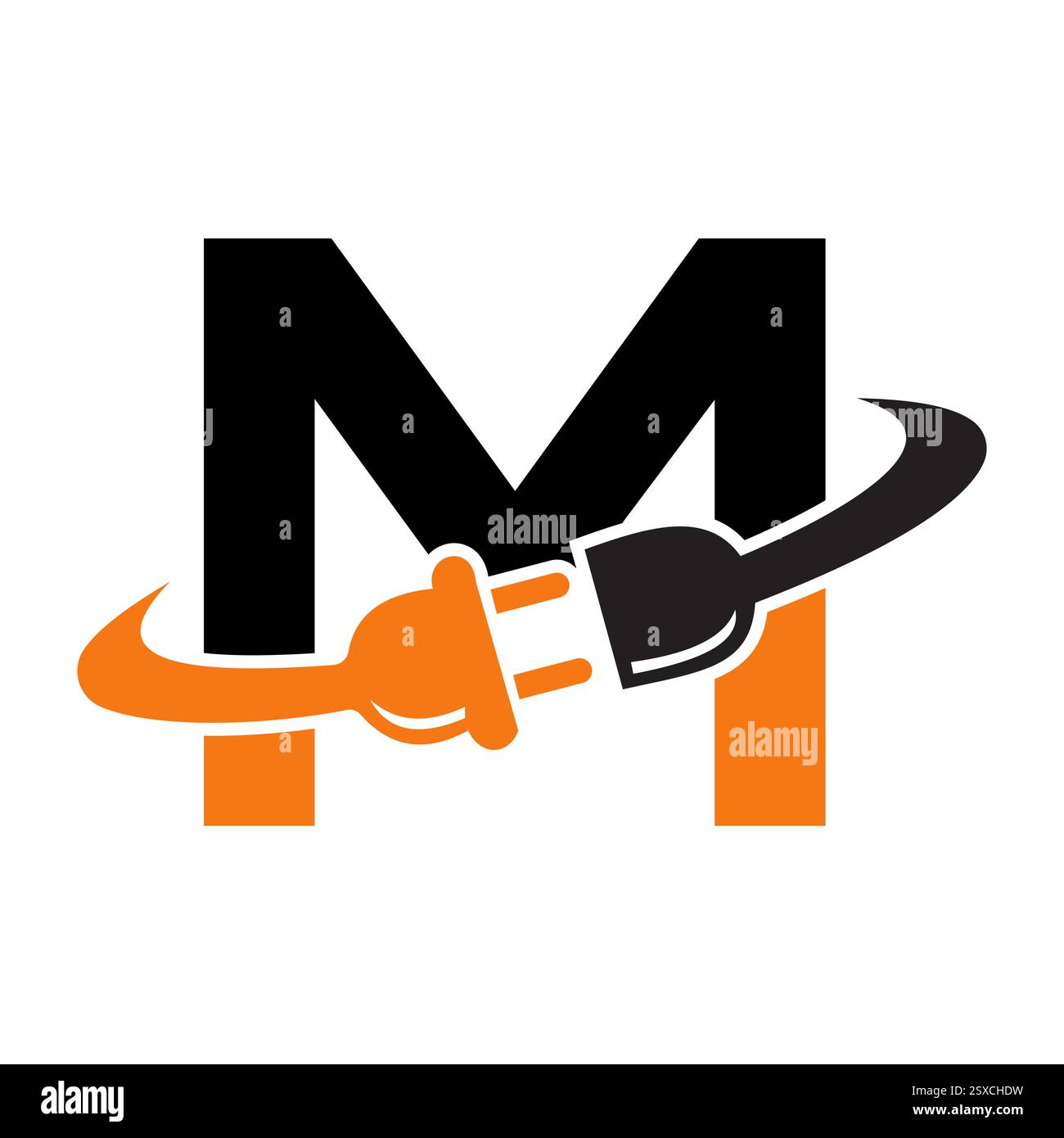 Initial Electric Logo On Letter M Concept With Electric Plug Symbol ...