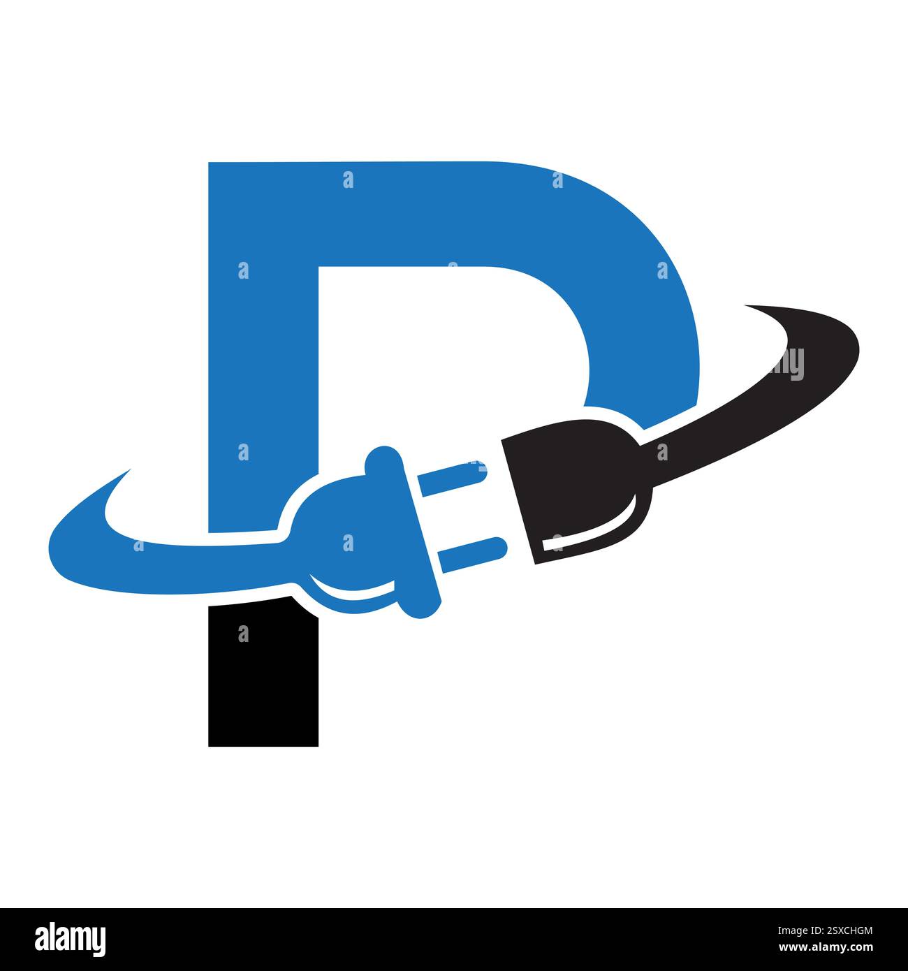 Initial Electric Logo On Letter P Concept With Electric Plug Symbol ...