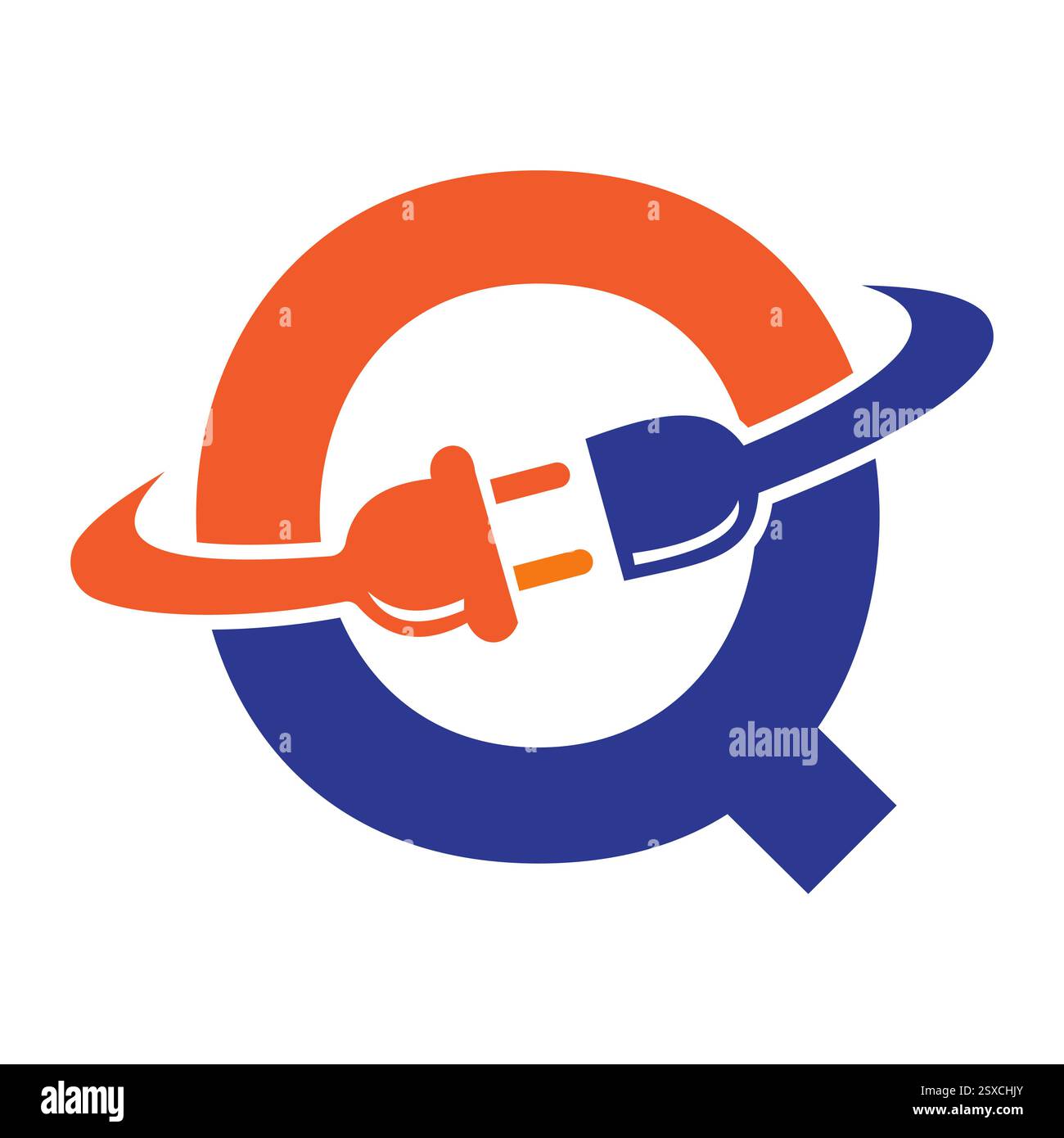Initial Electric Logo On Letter Q Concept With Electric Plug Symbol ...