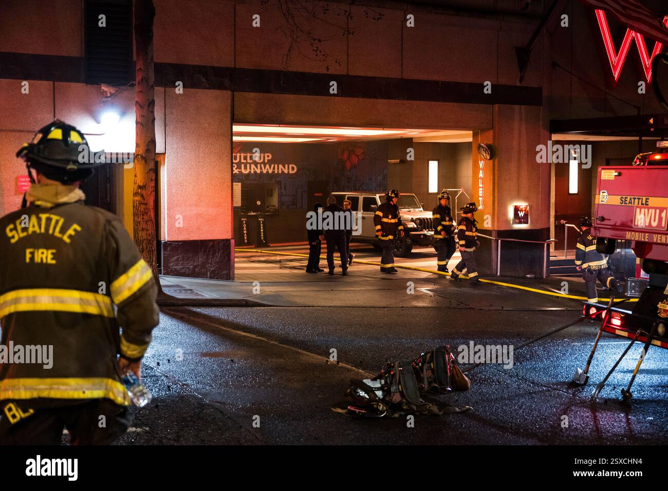 Seattle, USA. 23th Feb 2025. Just after 4pm Seattle Fire responded to ...