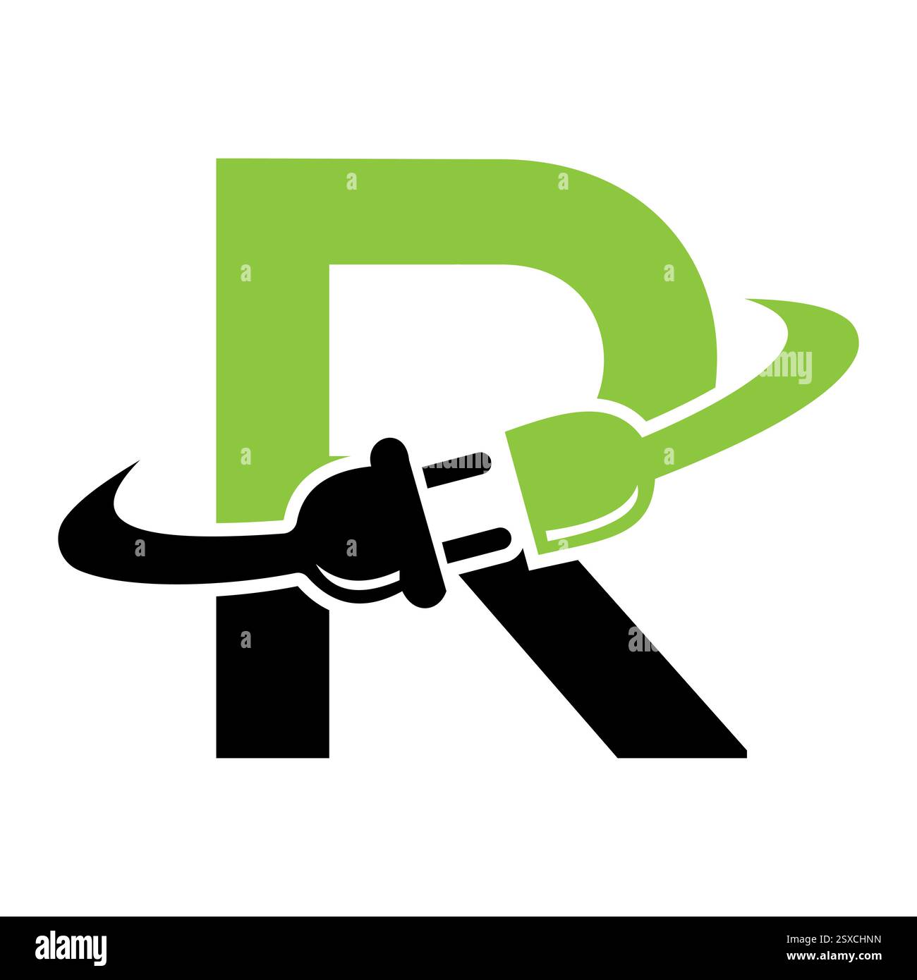 Initial Electric Logo On Letter R Concept With Electric Plug Symbol ...