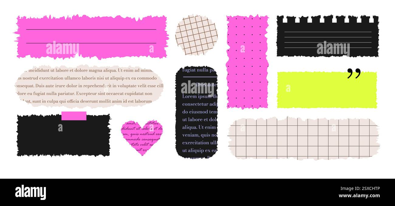 Jagged Rectangle shapes. Set of ripped paper different forms isolated ...