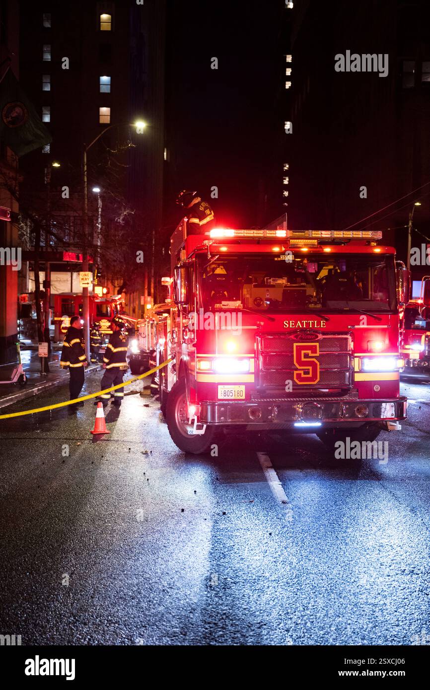 Seattle, USA. 23th Feb 2025. Just after 4pm Seattle Fire responded to ...