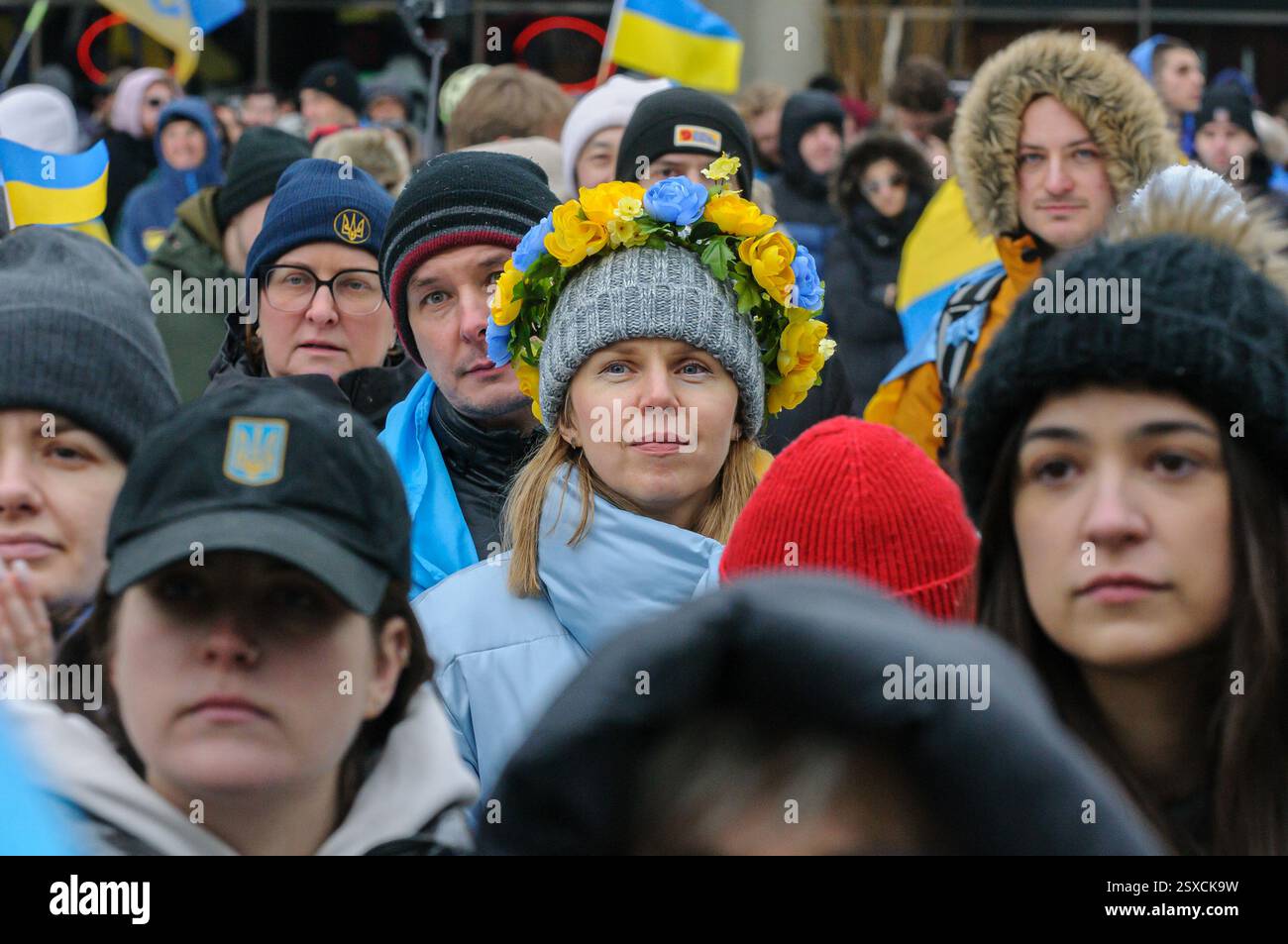 Toronto, ON, Canada – February 23, 2025: Girl with a wreath on her head ...
