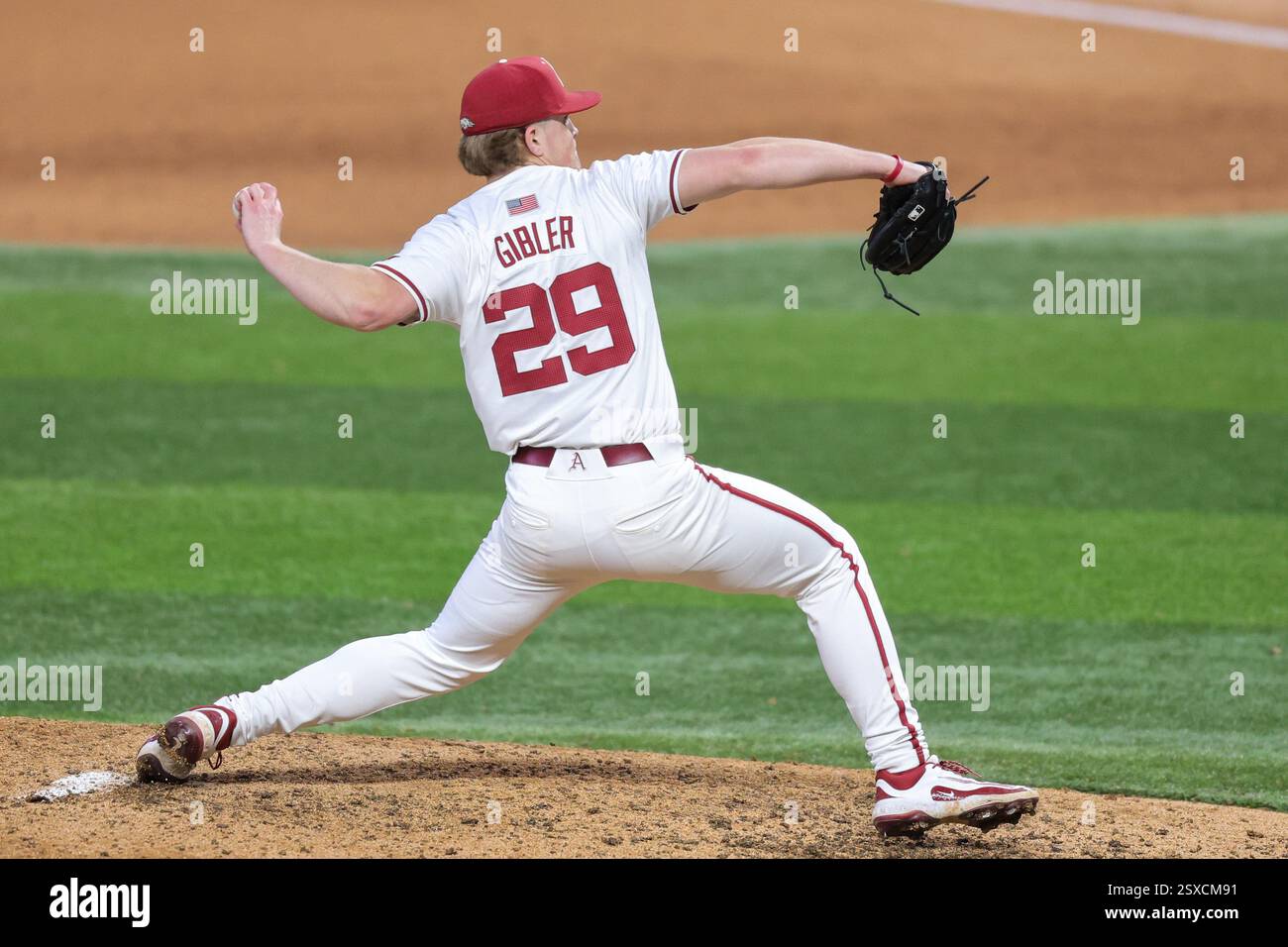 February 23, 2025: Razorback pitcher Cole Gabler (29) in action on the ...