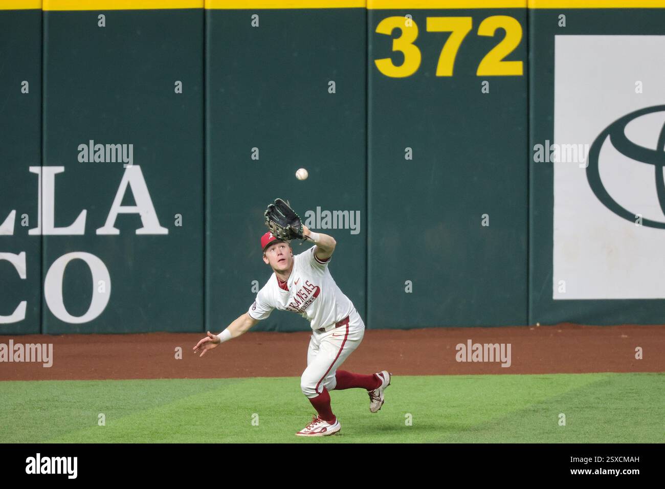 February 23, 2025: Razorback left fielder Charles Davalan (24) comes in ...
