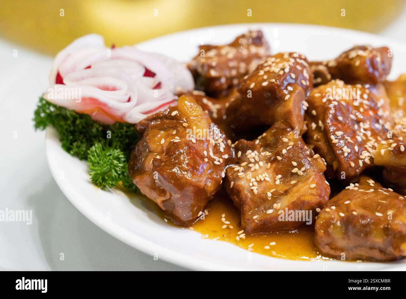 Sweet sesame pork ribs are a delicious and visually appealing dish ...