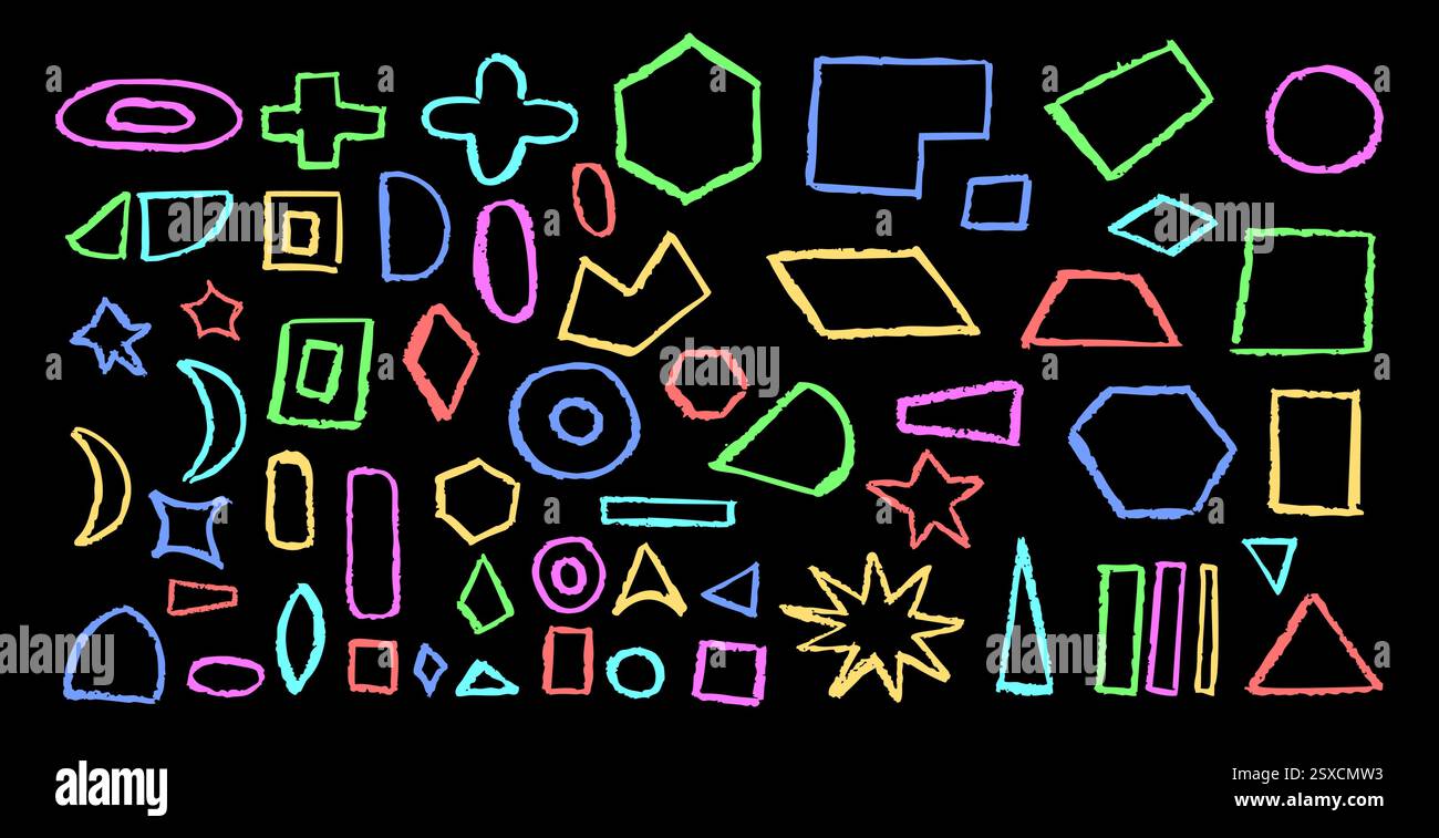 Set of basic geometric shapes. Circle, square, rectangle, triangle and ...