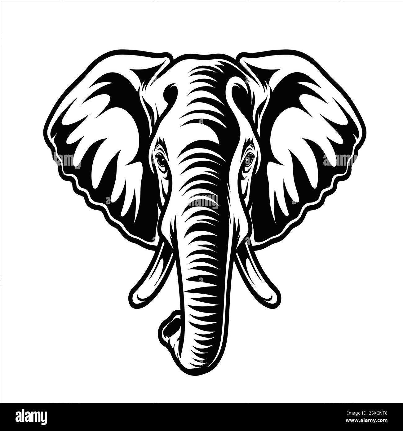 Elephant head vector illustration. Elephant, drawing, trunk, head ...