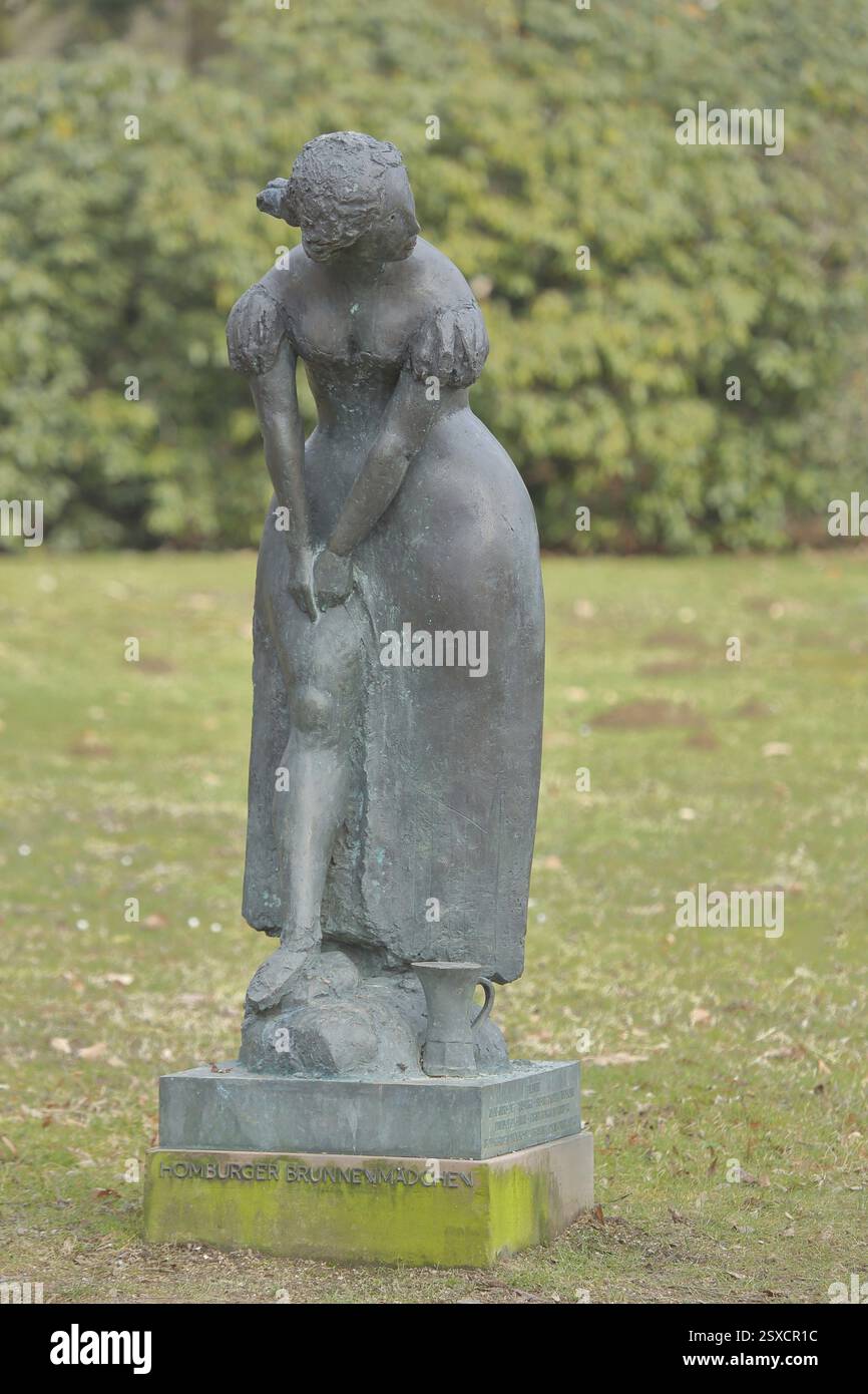 Sculpture fountain girl by Richard Hess 1994, bronze figure, female ...