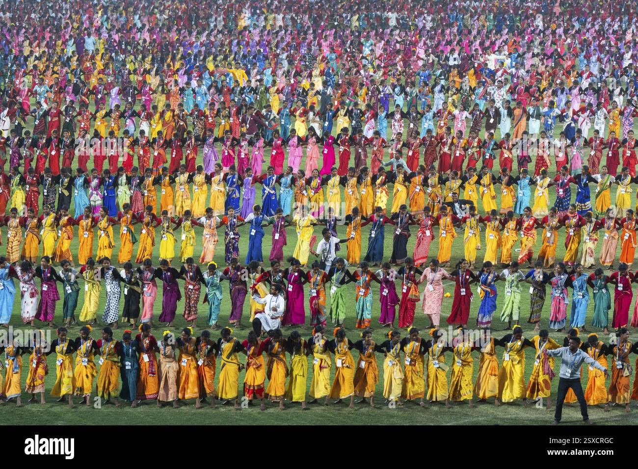 Several thousands of dancers perform traditional Jhumur dance, as they ...