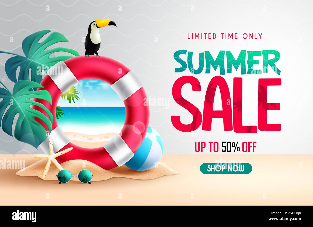 Summer sale vector banner design. Summer limited time discount offer ...
