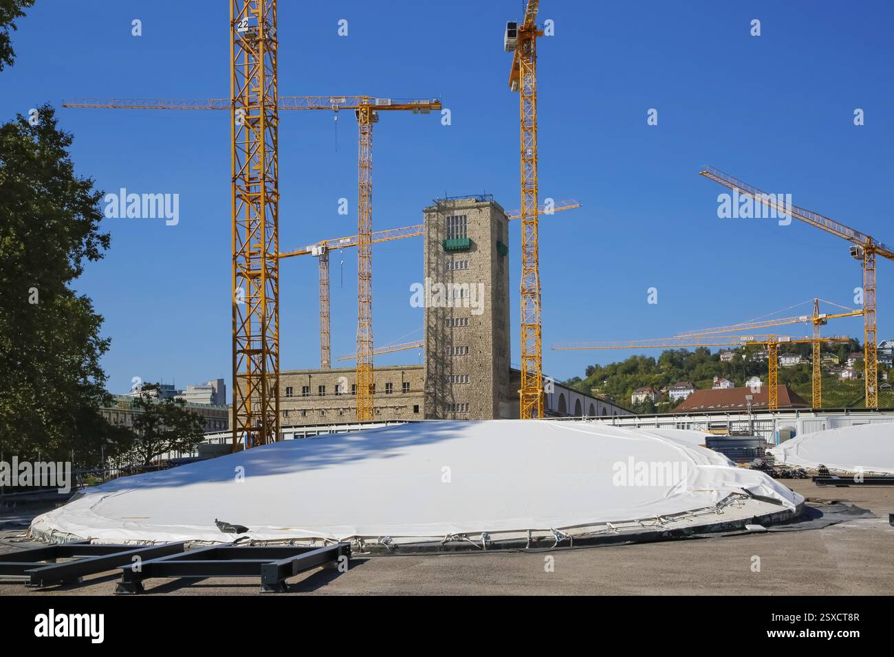 Stuttgart 21, construction site, construction work, controversial railway project, behind ...
