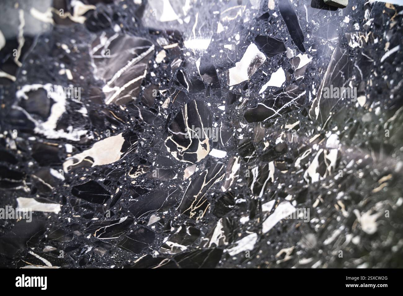 Glossy black marble with striking white accents and reflective abstract ...