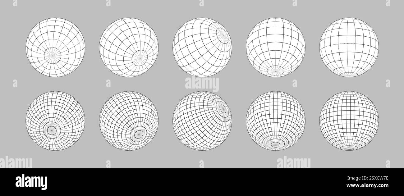 Wireframe sphere set isolated Stock Vector Image & Art - Alamy