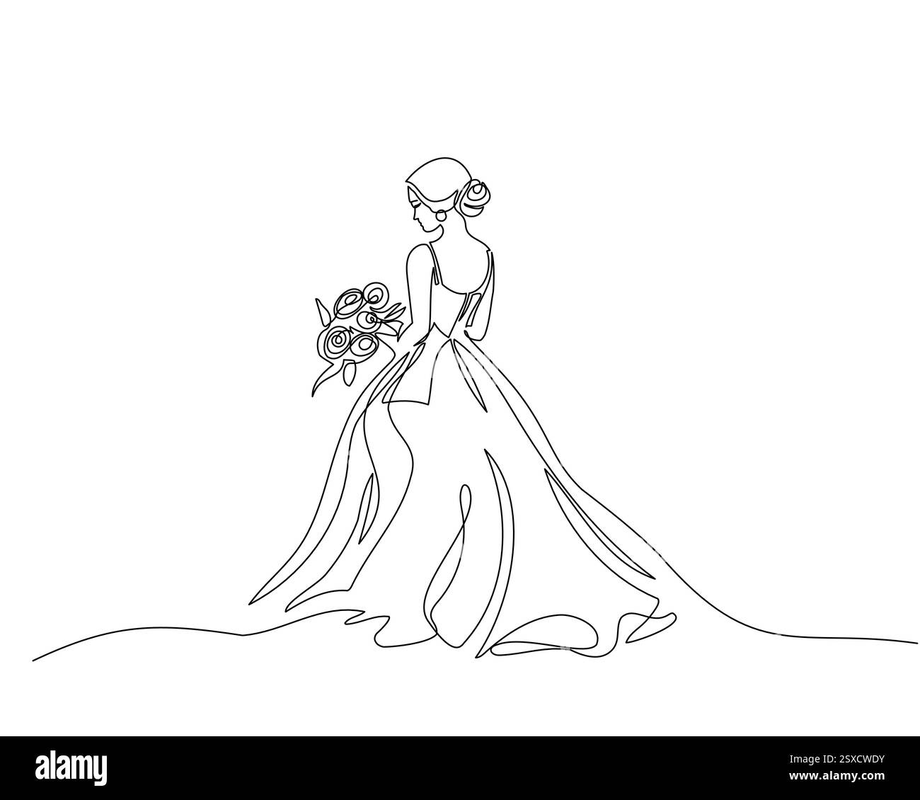 Wedding dress one line hi-res stock photography and images - Alamy