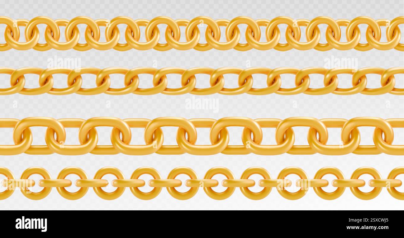Golden chains collection with different link sizes - shiny metallic ...