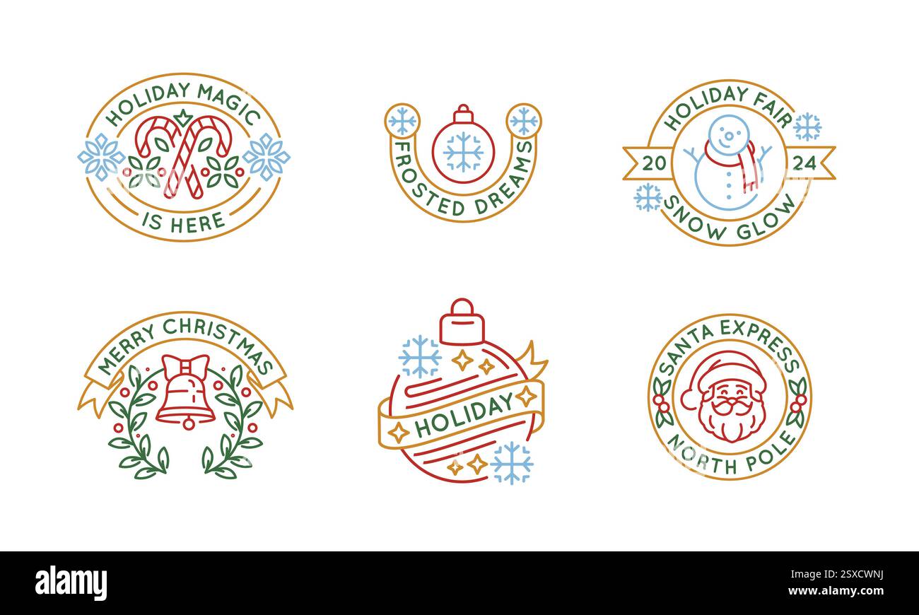 Set of 6 Christmas Logo Icons Stock Vector Image & Art - Alamy