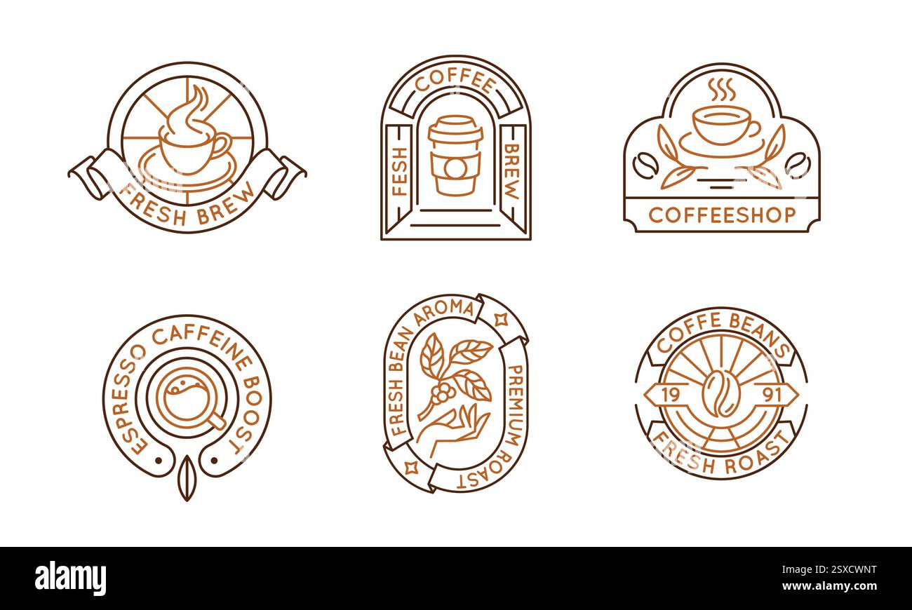 Set of 6 Tea and Coffee Logo Icons Stock Vector Image & Art - Alamy