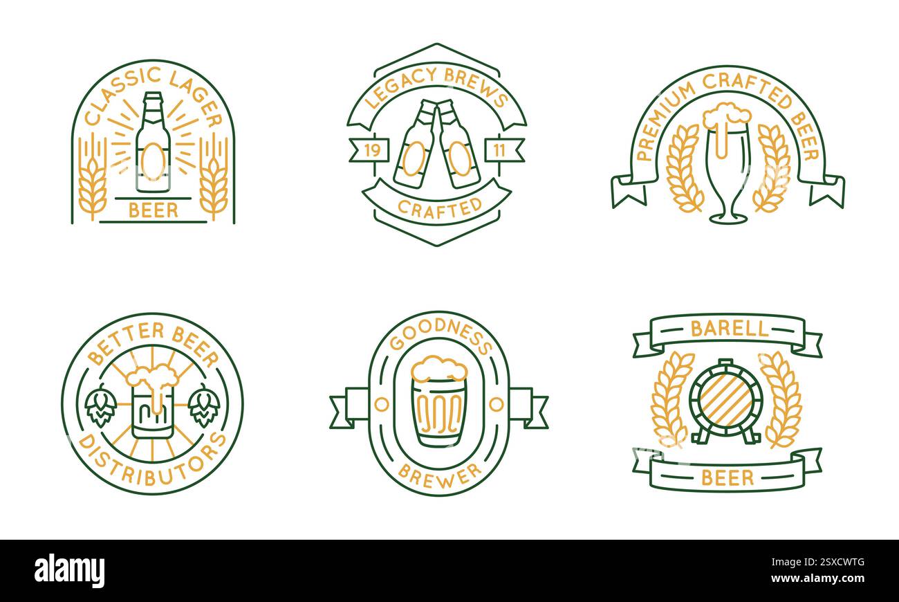 Set of 6 Beer and Brewery Logo Icons Stock Vector Image & Art - Alamy