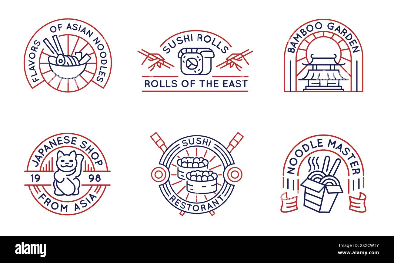 Set of 6 Asian Food Logo Icons Stock Vector Image & Art - Alamy