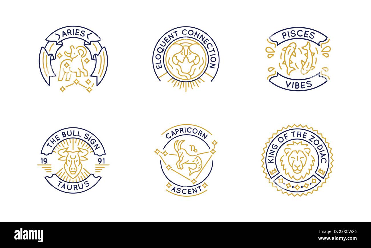 Set of 6 Zodiac and Horoscope Logo Icons Stock Vector Image & Art - Alamy