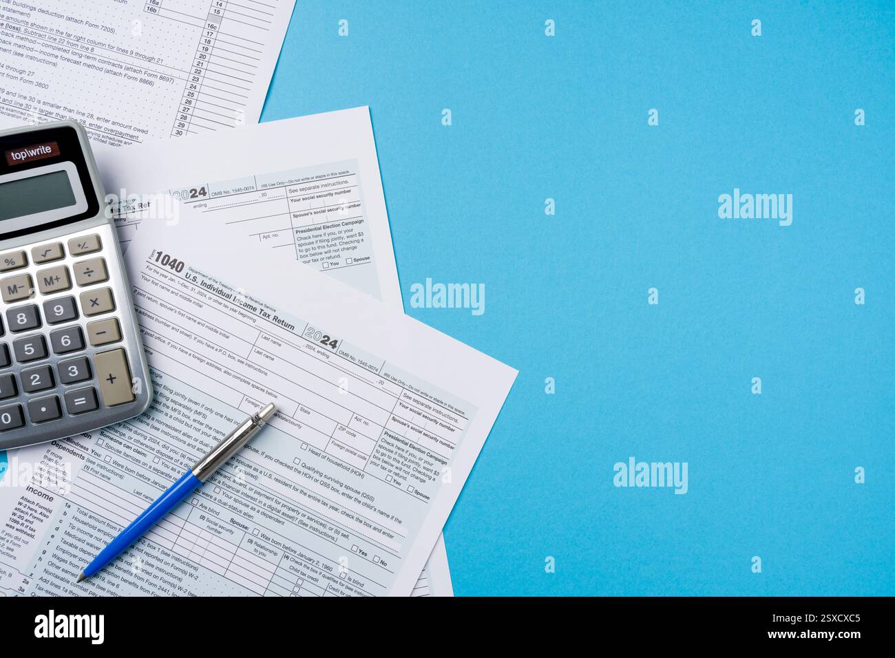 Accountant on calculator calculate income hi-res stock photography and ...