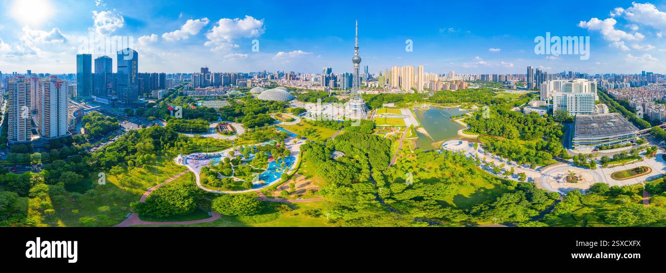 Aerial Scenery of Wenhua Park, Foshan City, Guangdong Province, China ...