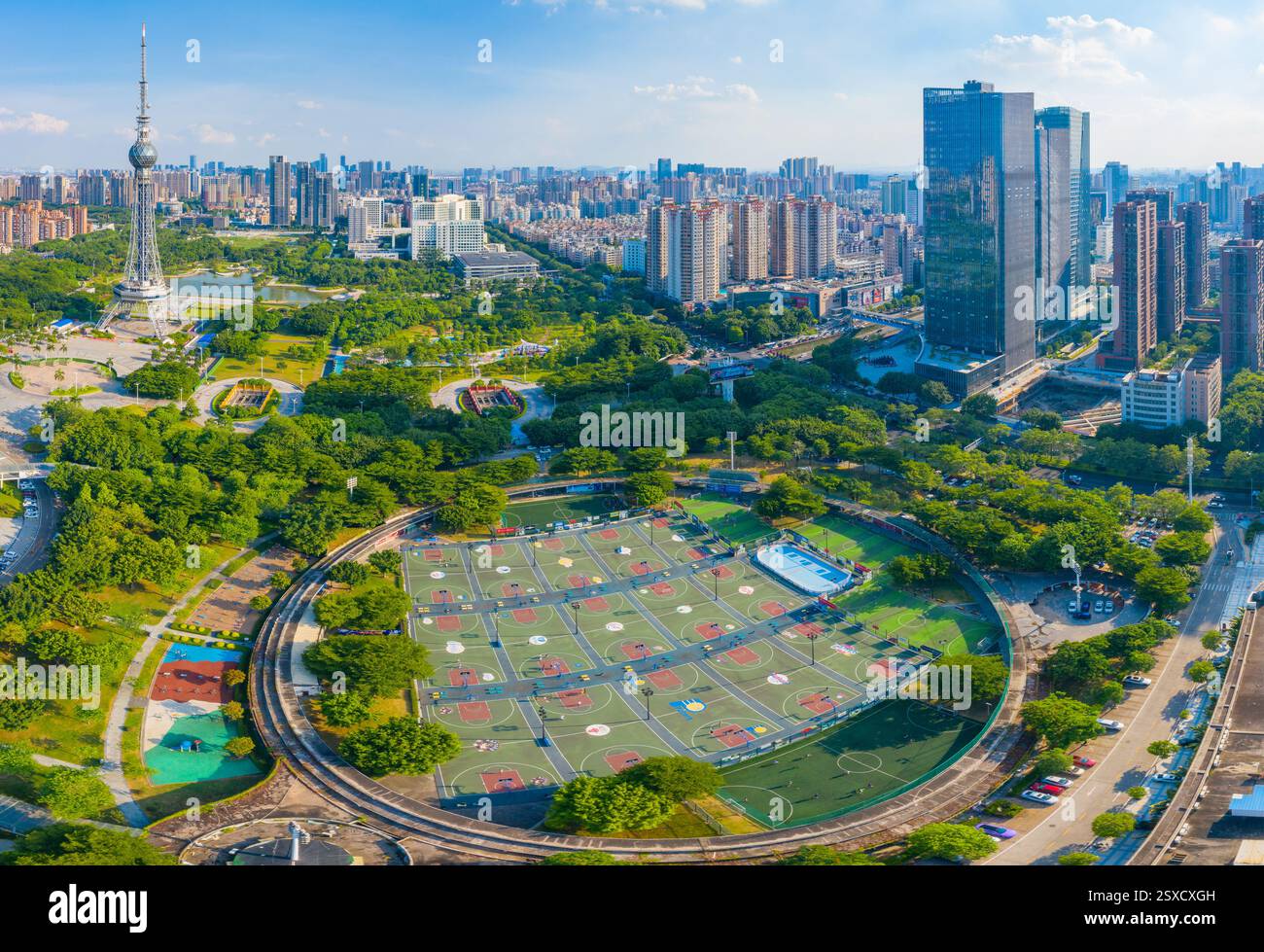 Aerial Scenery of Wenhua Park, Foshan City, Guangdong Province, China ...