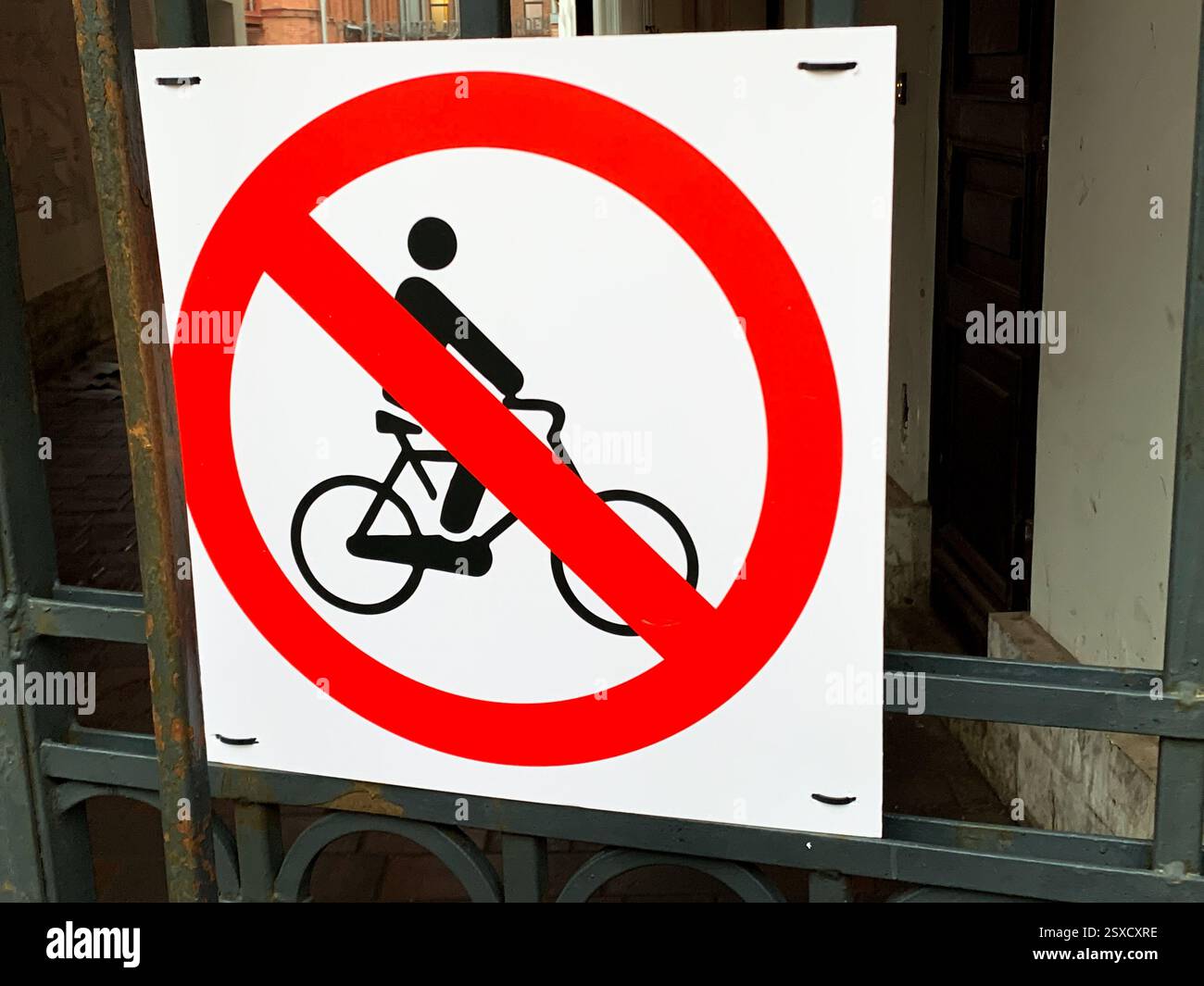 No bicycles transport sign traffic zone private Stock Photo - Alamy