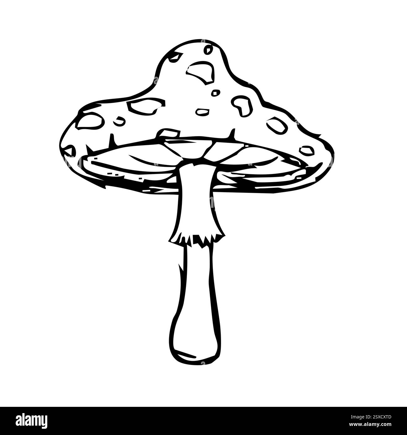 Mushroom toxic sketch doodle drawing, fantasy forest line plant ...