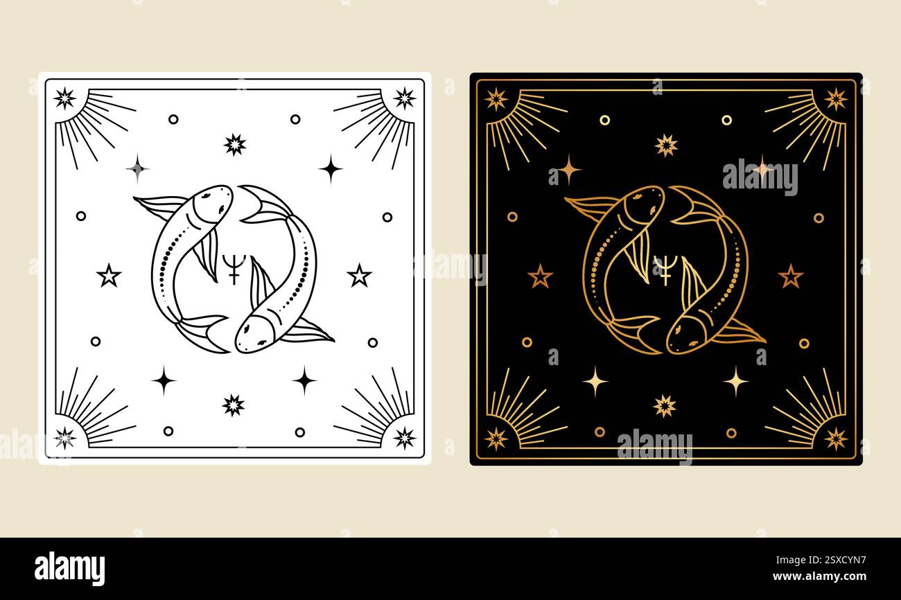 Card with Pisces zodiac sign Stock Vector Image & Art - Alamy