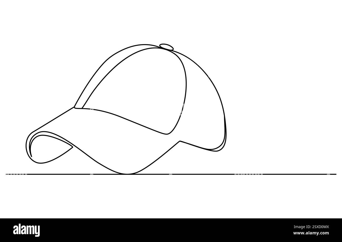 hat cap continuous one line drawing vector illustration, hiking ...