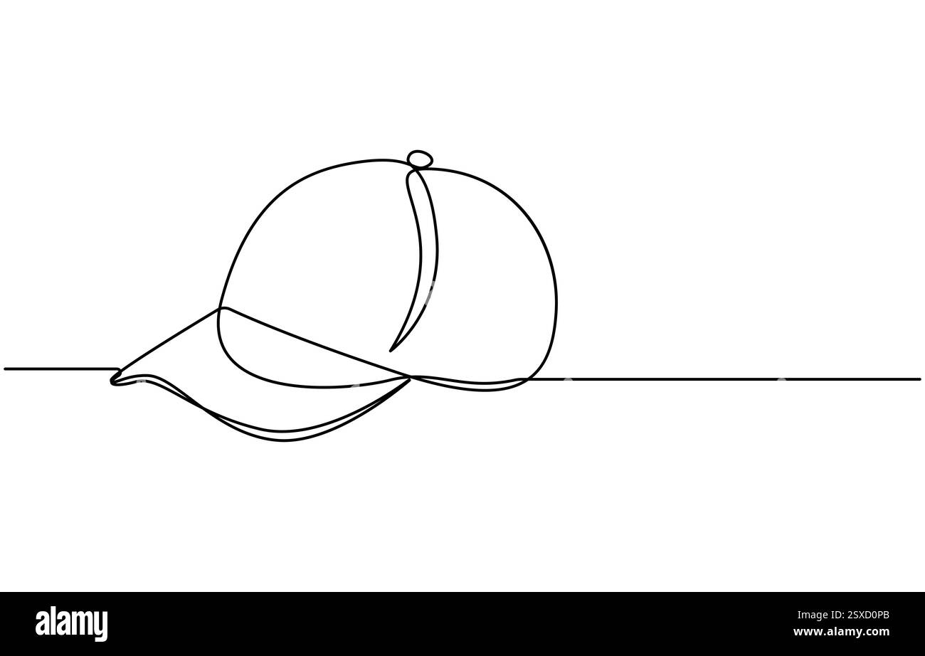 hat cap continuous one line drawing vector illustration, hiking ...