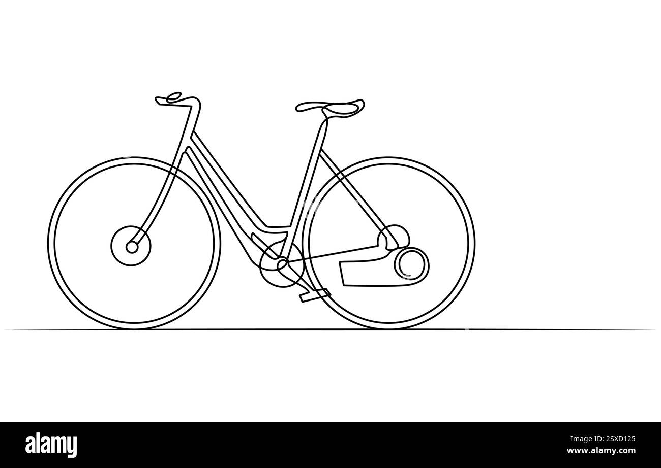 Bicycle in continuous line art drawing style. Pedal cycle black linear ...
