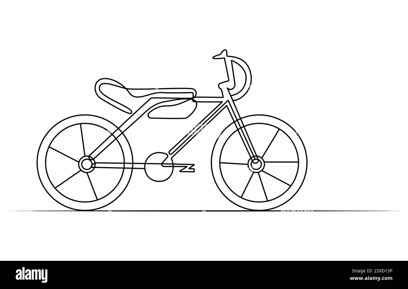 Bicycle in continuous line art drawing style. Pedal cycle black linear ...