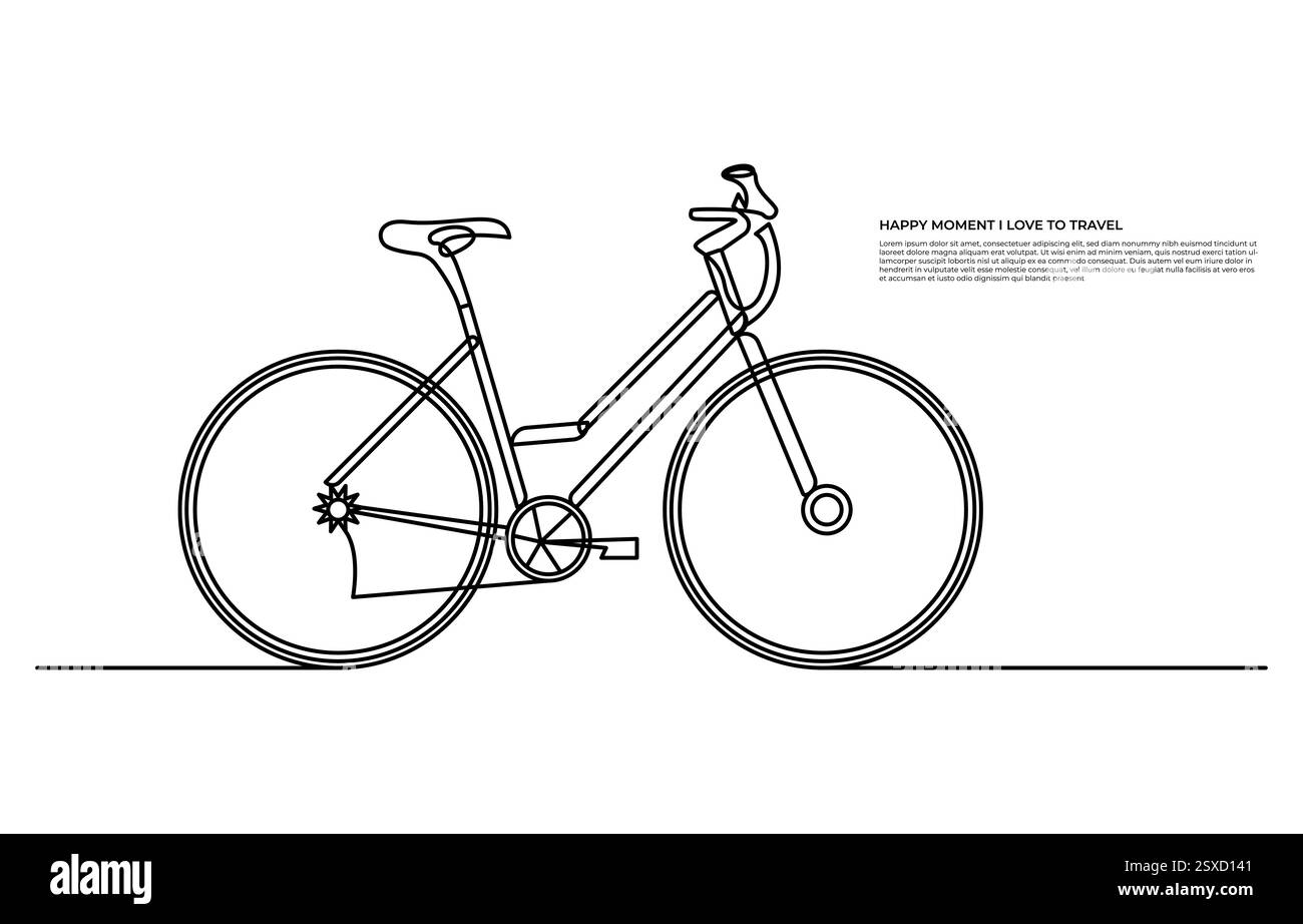 Bicycle in continuous line art drawing style. Pedal cycle black linear ...
